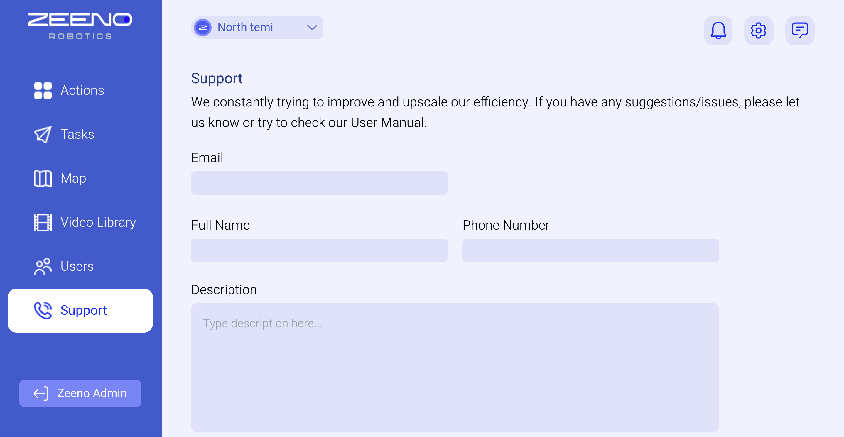 Zeeno WebApp Manual: Main Screens